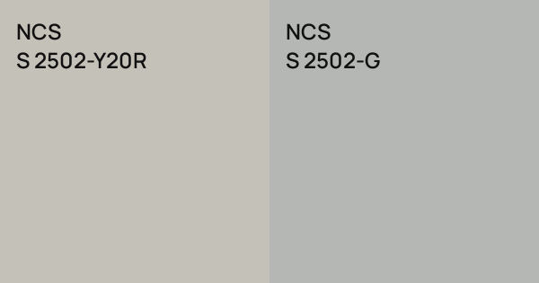 NCS S 2502-Y20R vs. NCS S 2502-G comparison