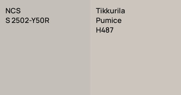 NCS S 2502-Y50R vs. Tikkurila Pumice comparison