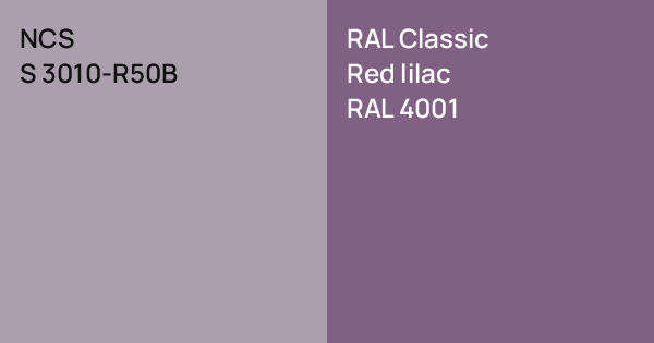 NCS S 3010-R50B vs. RAL Classic Red lilac comparison