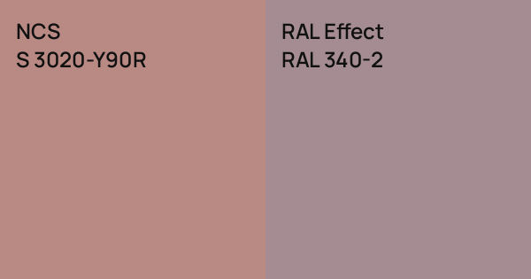 NCS S 3020-Y90R vs. RAL Effect RAL 340-2 comparison
