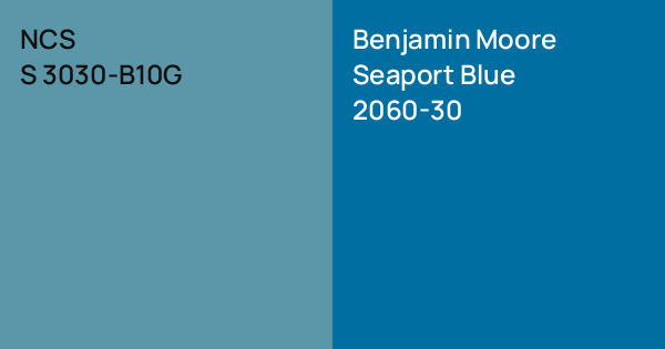 NCS S 3030-B10G vs. Benjamin Moore Seaport Blue comparison