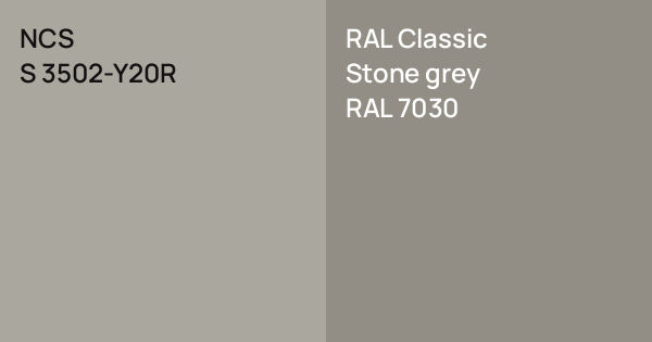 NCS S 3502-Y20R vs. RAL Classic Stone grey comparison