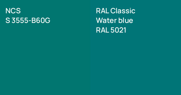 NCS S 3555-B60G vs. RAL Classic Water blue comparison