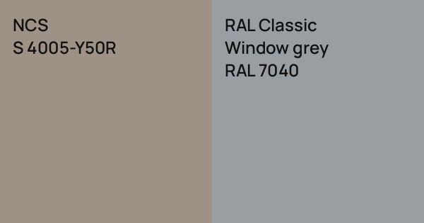 NCS S 4005-Y50R vs. RAL Classic Window grey comparison