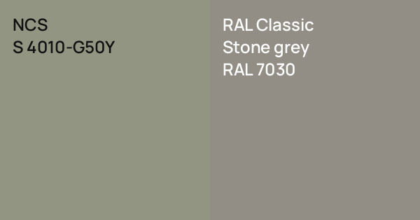 NCS S 4010-G50Y vs. RAL Classic Stone grey comparison