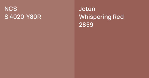 NCS S 4020-Y80R vs. Jotun Whispering Red comparison
