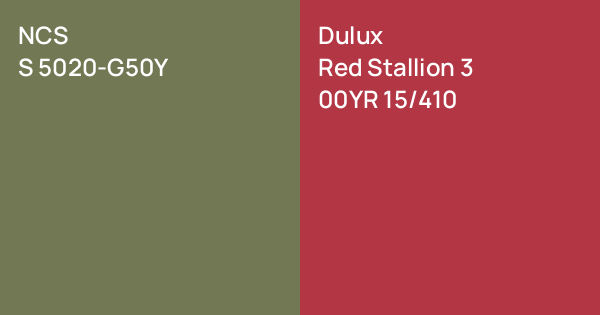 NCS S 5020-G50Y vs. Dulux Red Stallion 3 comparison