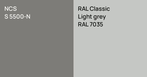 NCS S 5500-N vs. RAL Classic Light grey comparison