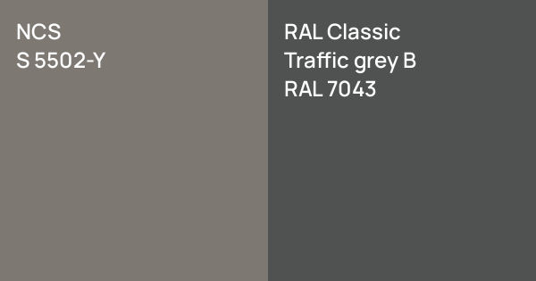 NCS S 5502-Y vs. RAL Classic Traffic grey B comparison