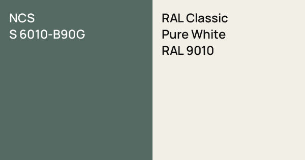 NCS S 6010-B90G vs. RAL Classic Pure White comparison