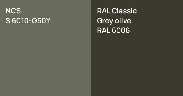 NCS S 6010-G50Y vs. RAL Classic Grey olive comparison