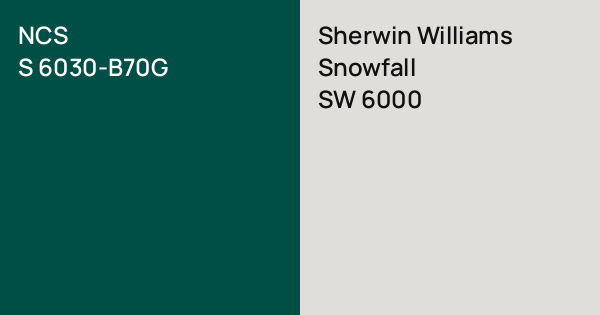 NCS S 6030-B70G vs. Sherwin Williams Snowfall comparison