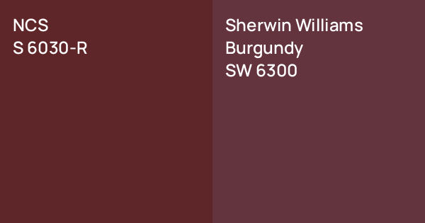 NCS S 6030-R vs. Sherwin Williams Burgundy comparison