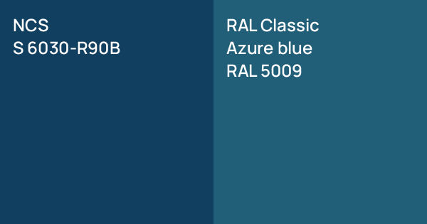 NCS S 6030-R90B vs. RAL Classic Azure blue comparison