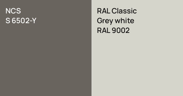NCS S 6502-Y vs. RAL Classic Grey white comparison