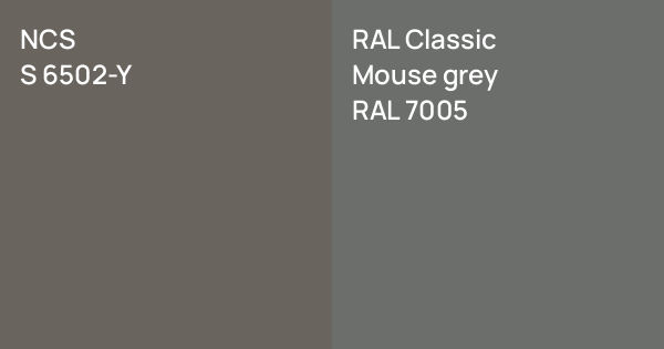 NCS S 6502-Y vs. RAL Classic Mouse grey comparison