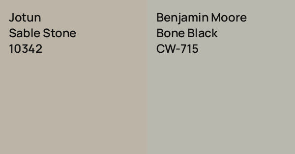Jotun Sable Stone vs. Benjamin Moore Bone Black comparison