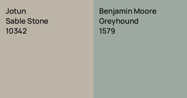 Jotun Sable Stone vs. Benjamin Moore Greyhound comparison