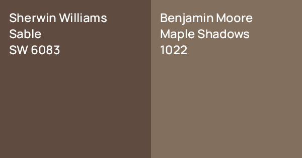 Sherwin Williams Sable vs. Benjamin Moore Maple Shadows comparison