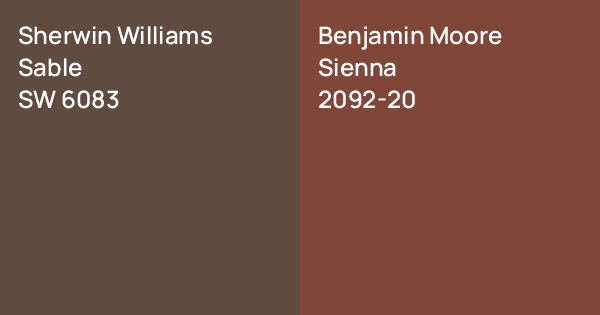 Sherwin Williams Sable vs. Benjamin Moore Sienna comparison