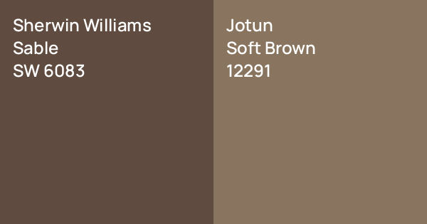 Sherwin Williams Sable vs. Jotun Soft Brown comparison
