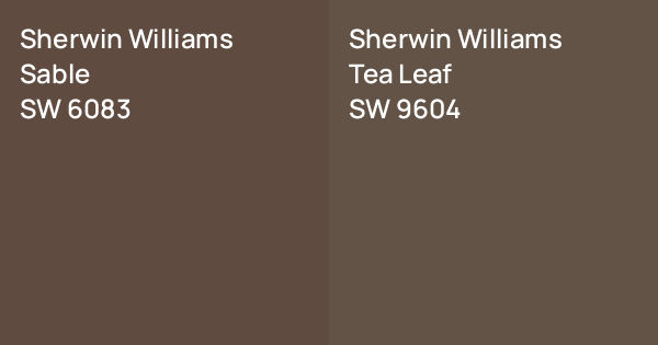 Sherwin Williams Sable vs. Sherwin Williams Tea Leaf comparison