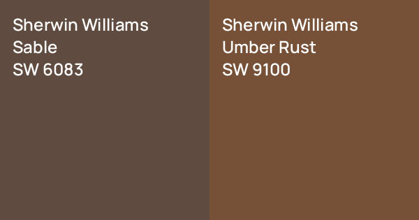 Sherwin Williams Sable vs. Sherwin Williams Umber Rust comparison