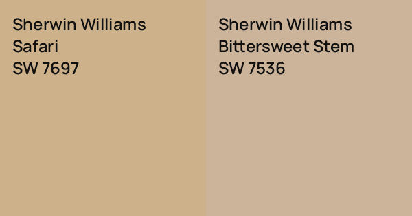 Sherwin Williams Safari vs. Sherwin Williams Bittersweet Stem comparison