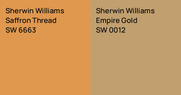 Sherwin Williams Saffron Thread vs. Sherwin Williams Empire Gold comparison