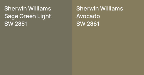 Sherwin Williams Sage Green Light vs. Sherwin Williams Avocado comparison