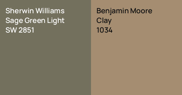 Sherwin Williams Sage Green Light vs. Benjamin Moore Clay comparison