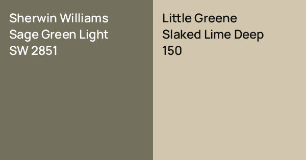 Sherwin Williams Sage Green Light vs. Little Greene Slaked Lime Deep ...