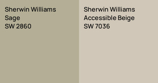 Sherwin Williams Sage vs. Sherwin Williams Accessible Beige comparison