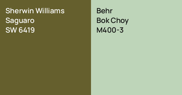 Sherwin Williams Saguaro vs. Behr Bok Choy comparison