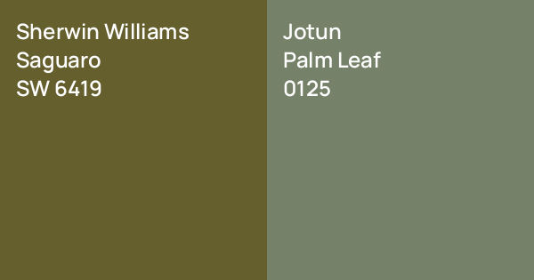 Sherwin Williams Saguaro vs. Jotun Palm Leaf comparison