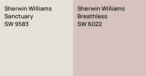 Sherwin Williams Sanctuary vs. Sherwin Williams Breathless comparison