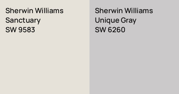 Sherwin Williams Sanctuary vs. Sherwin Williams Unique Gray comparison