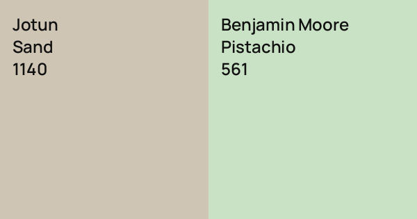 Jotun Sand vs. Benjamin Moore Pistachio comparison