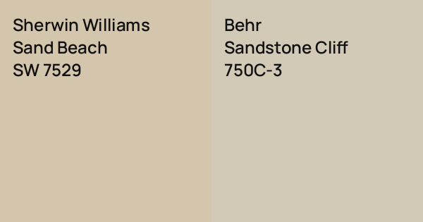Sherwin Williams Sand Beach vs. Behr Sandstone Cliff comparison