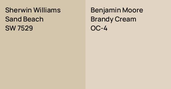 Sherwin Williams Sand Beach vs. Benjamin Moore Brandy Cream comparison