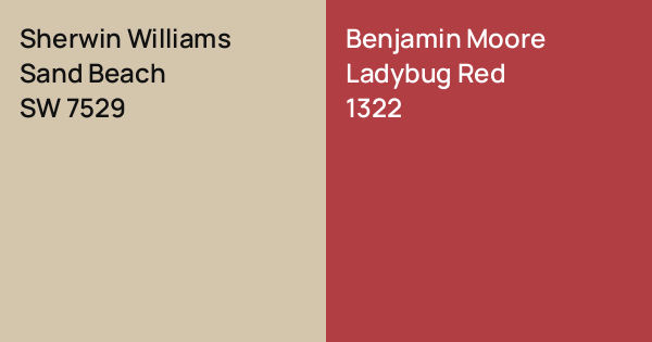 Sherwin Williams Sand Beach vs. Benjamin Moore Ladybug Red comparison