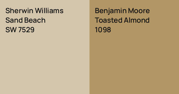 Sherwin Williams Sand Beach vs. Benjamin Moore Toasted Almond comparison
