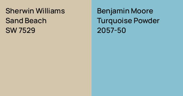 Sherwin Williams Sand Beach vs. Benjamin Moore Turquoise Powder comparison