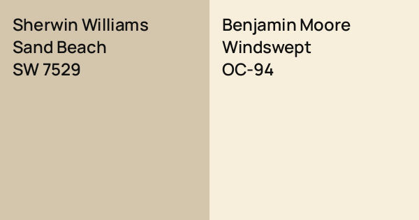 Sherwin Williams Sand Beach vs. Benjamin Moore Windswept comparison