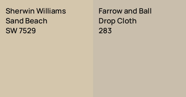 Sherwin Williams Sand Beach vs. Farrow and Ball Drop Cloth comparison