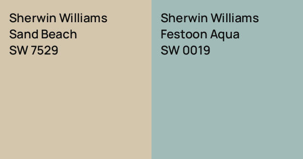 Sherwin Williams Sand Beach vs. Sherwin Williams Festoon Aqua comparison