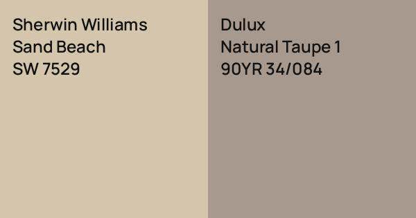 Sherwin Williams Sand Beach vs. Dulux Natural Taupe 1 comparison