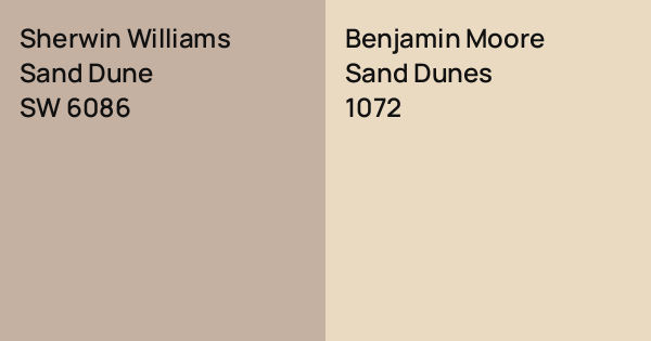 Sherwin Williams Sand Dune vs. Benjamin Moore Sand Dunes comparison