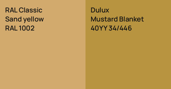 RAL Classic Sand yellow vs. Dulux Mustard Blanket comparison