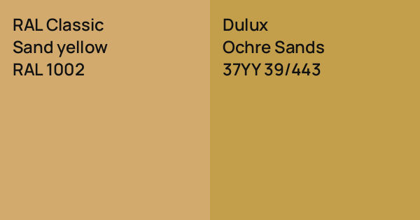 RAL Classic Sand yellow vs. Dulux Ochre Sands comparison